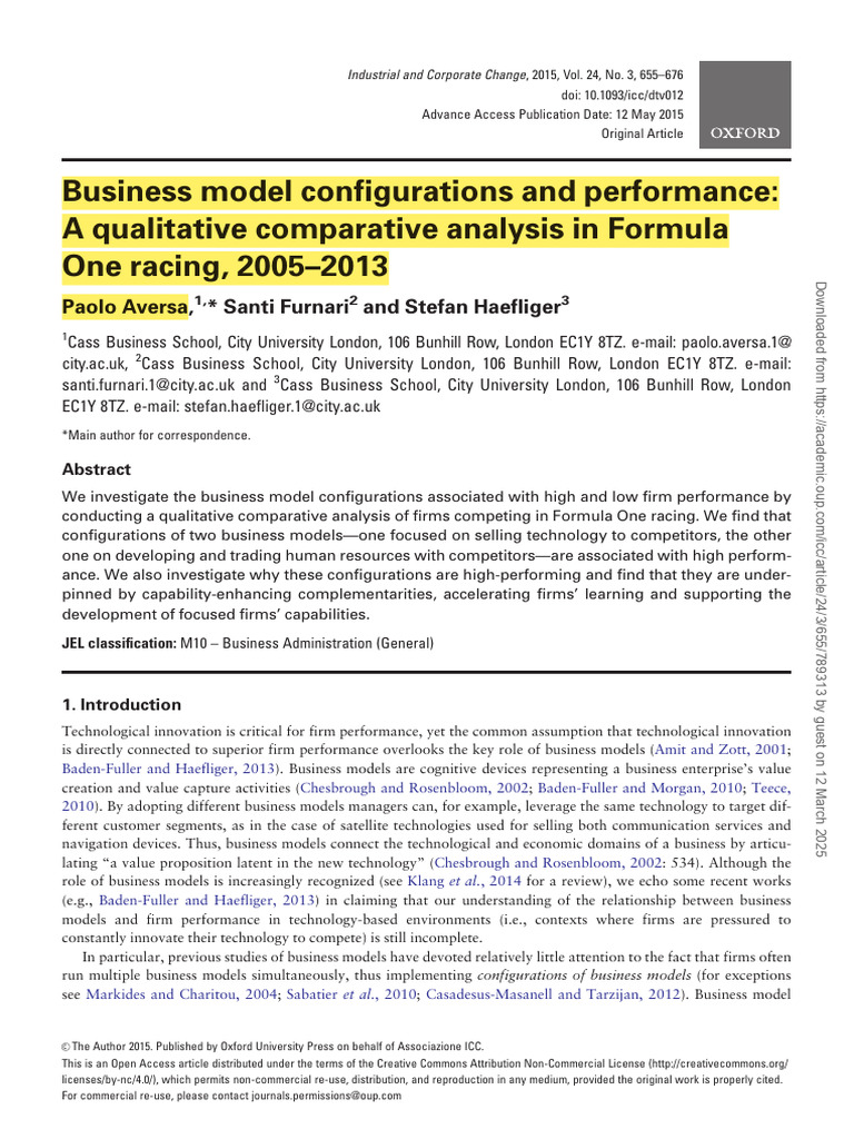 Business Models and Performance in F1 | PDF | Business Model | Formula One