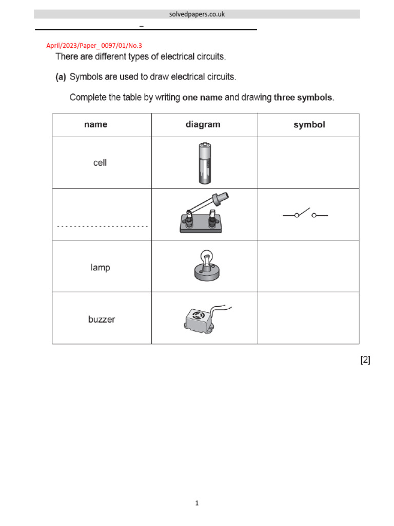 2023 Electricity and Making Circuits Checkpoint Primary Physics | PDF