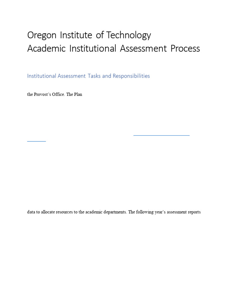 Institutional Assessment Process | PDF | Critical Thinking | Learning