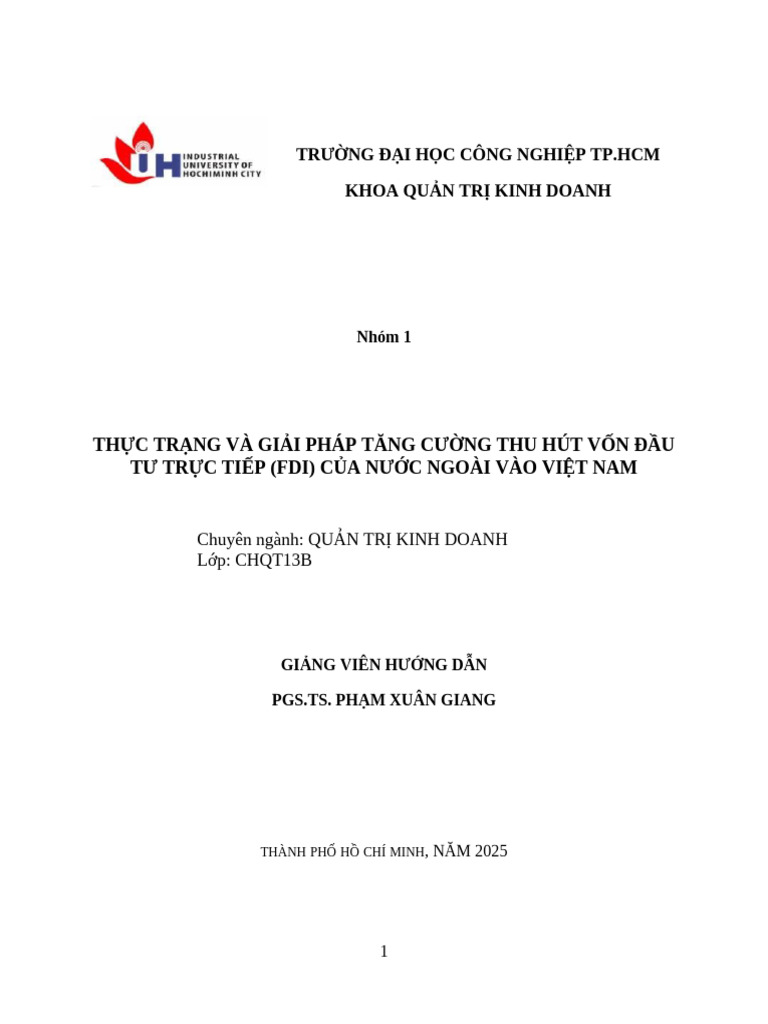 Tiểu luận môn học -Nhóm 1 - QTDA - CHQT13B1 | PDF