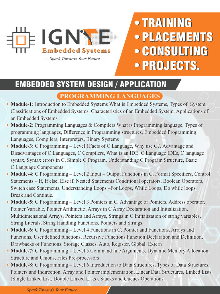 Course Content of Ignite Embedded Systems PVT - LTD | PDF | C (Programming Language) | Network ...