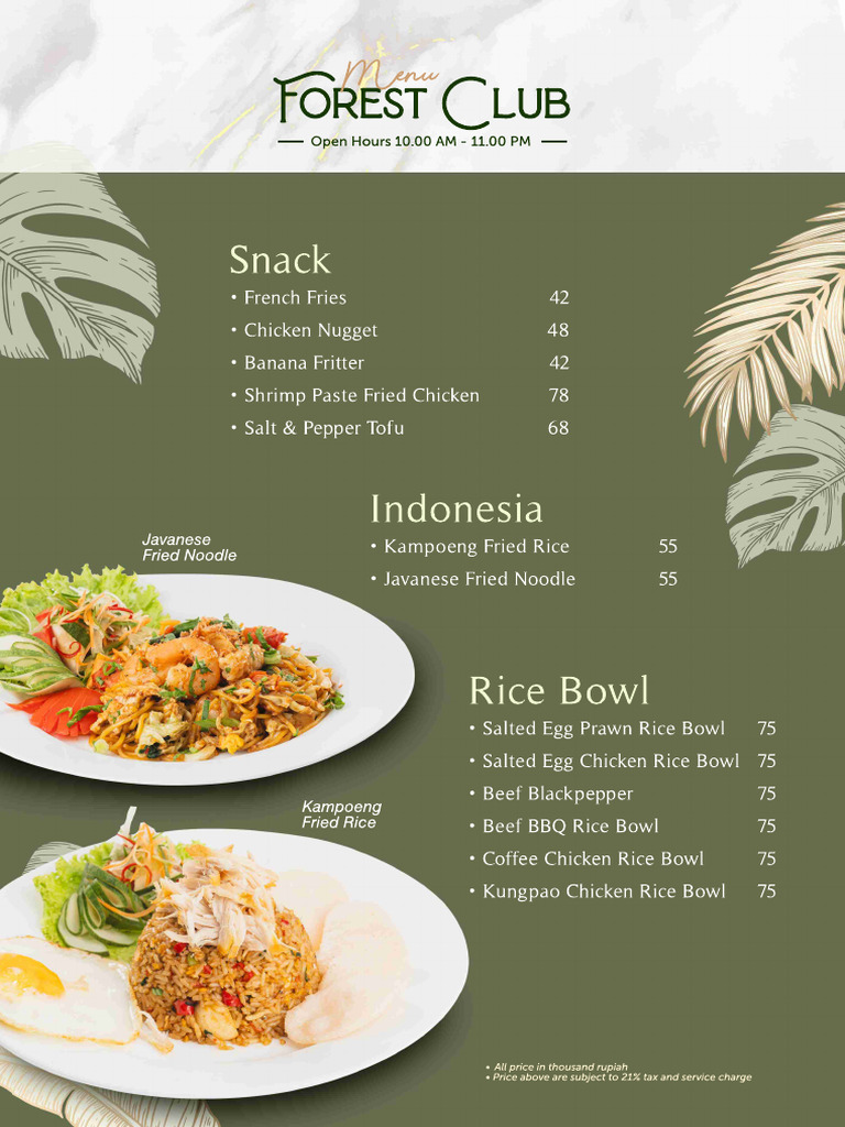 Forest Club Menu | PDF