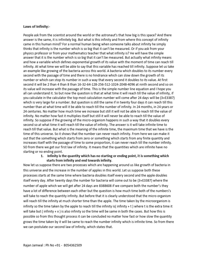 Laws Of infinity | PDF | Infinity | Numbers