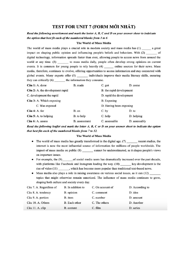 G12 - U7 (Test) | PDF