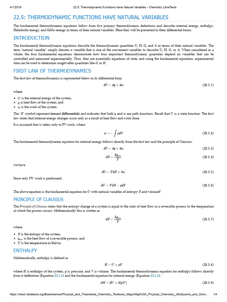 Thermodynamic Functions Have Natural Variables | PDF | Gibbs Free Energy | Enthalpy