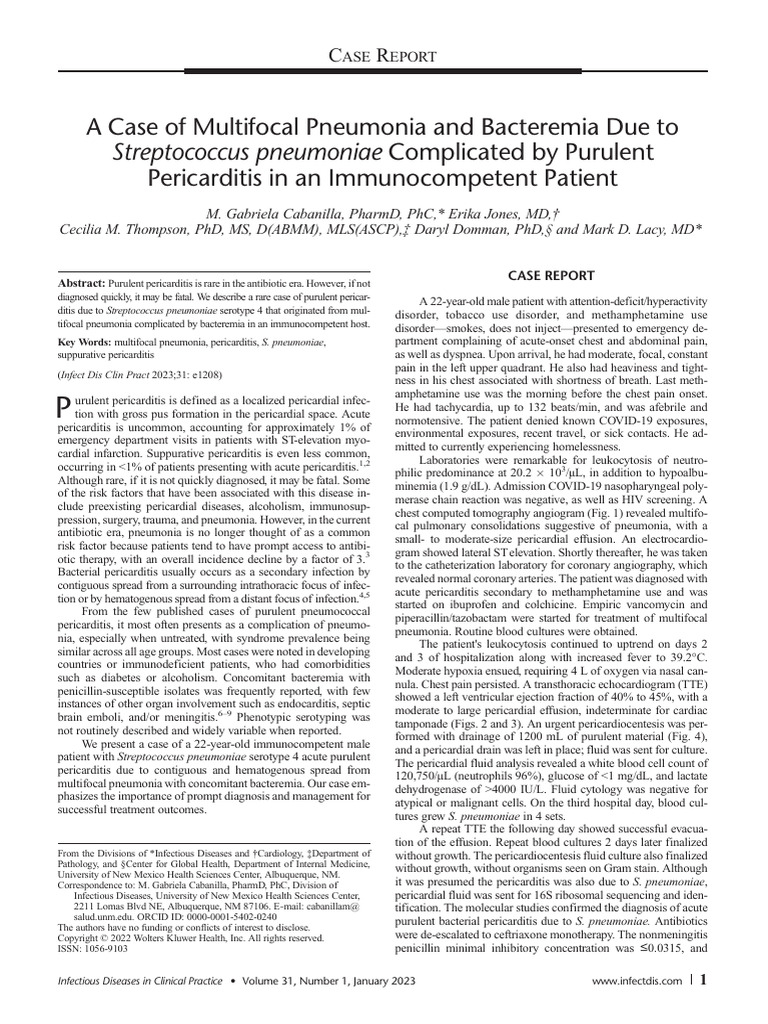 A Case of Multifocal Pneumonia and Bacteremia Due to Streptococcus ...