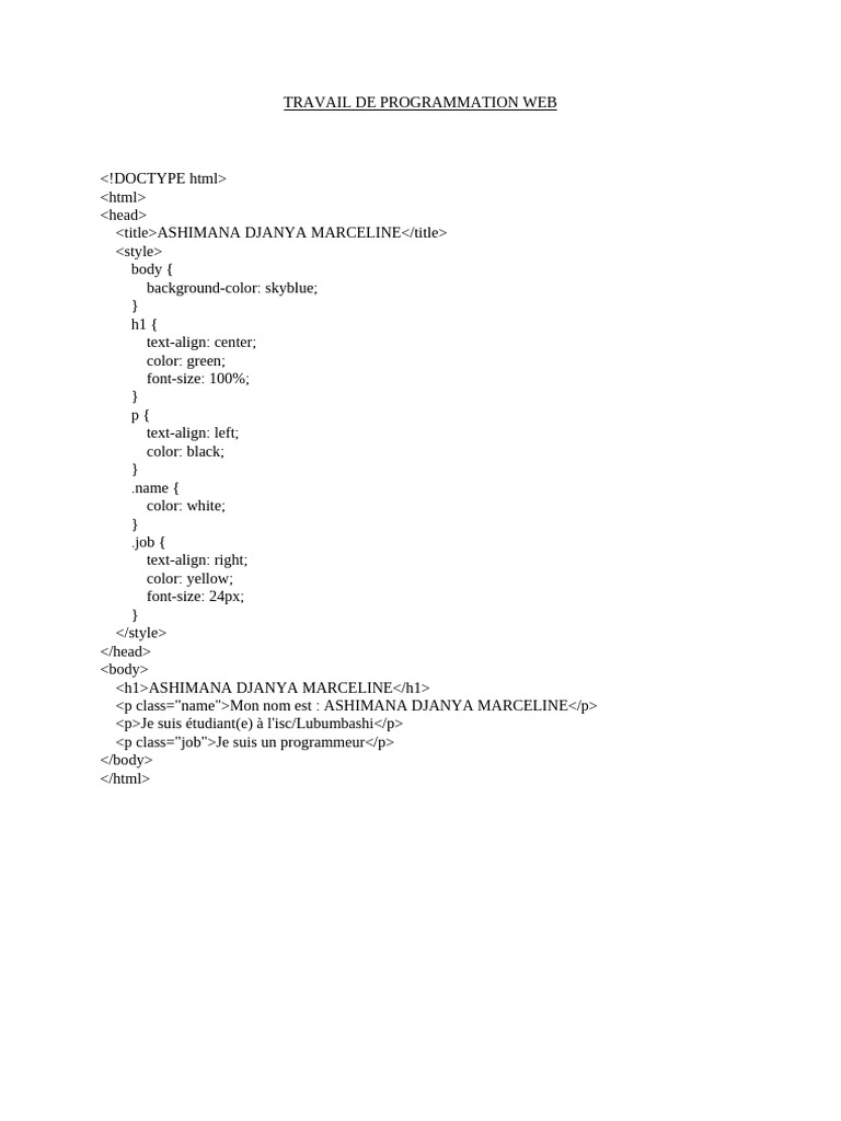 Travail de Programmation Web | PDF