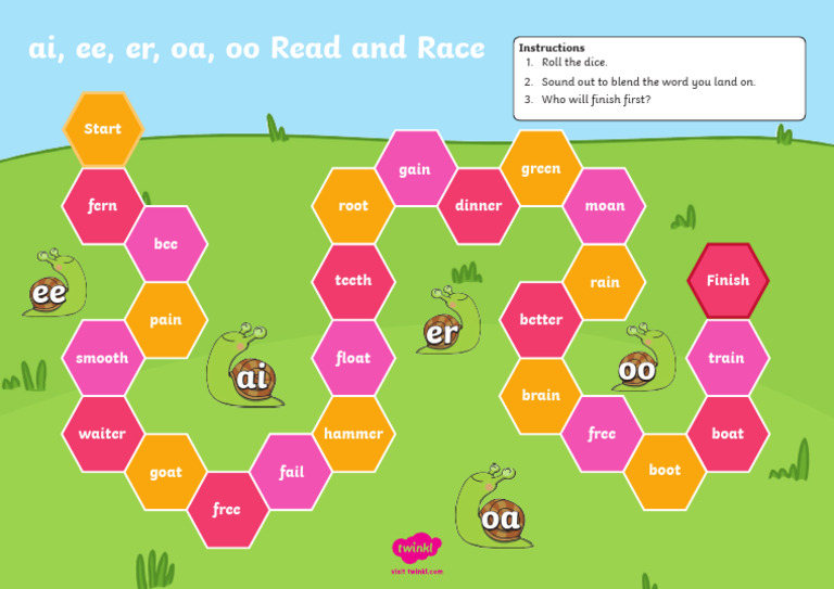 Ai, Ee, Er, Oa, Oo Read and Race | PDF