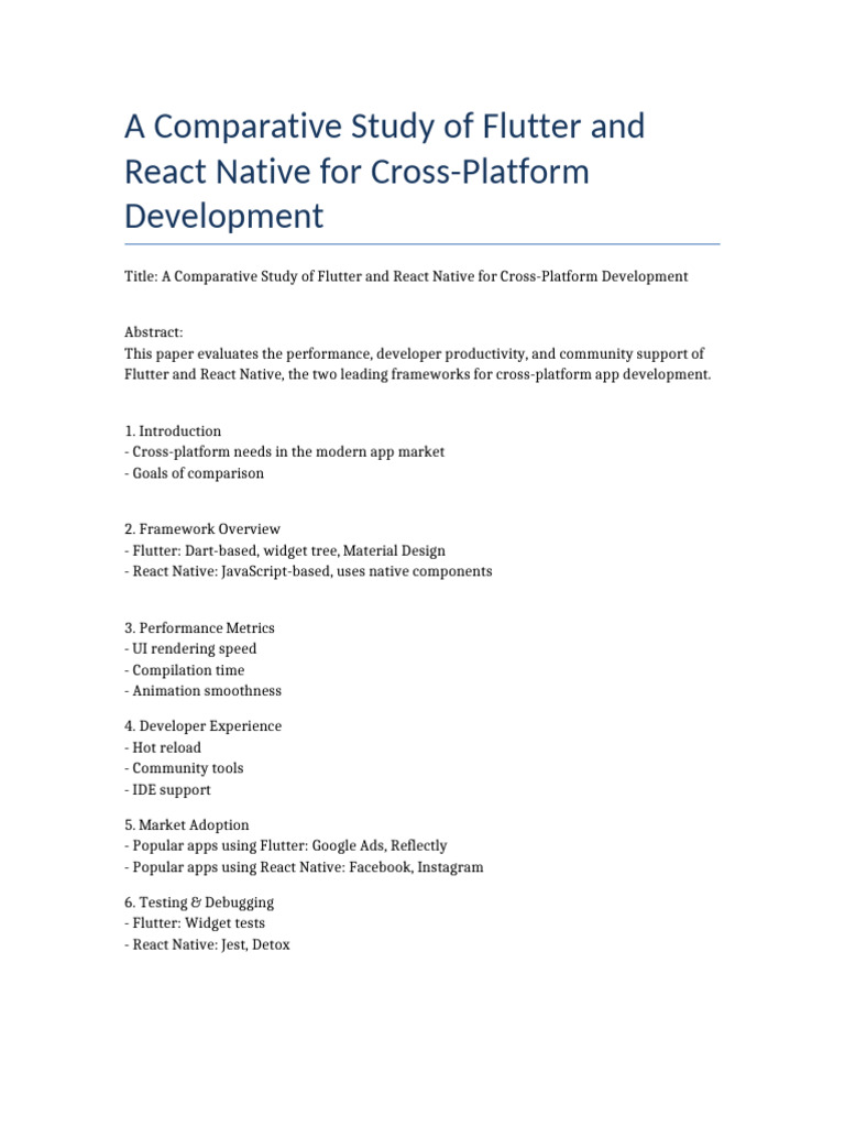 A Comparative Study of Flutter and React Native For Cross-Platform Development | PDF