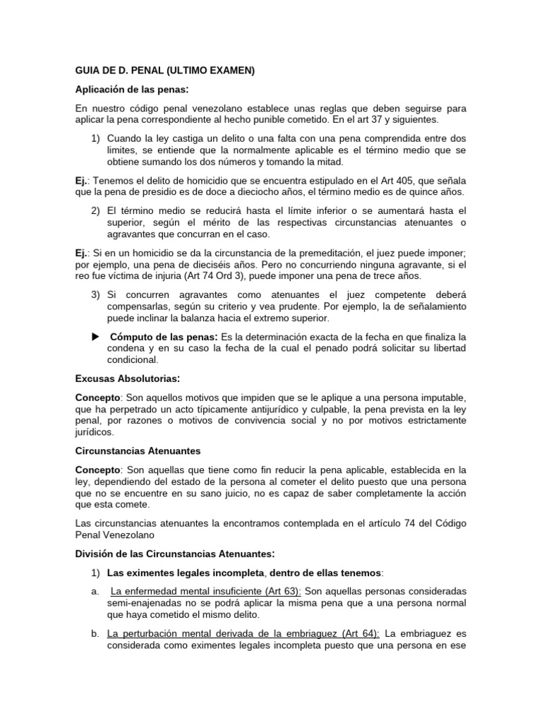 GUIA DE D.PENAL Ultimo Examen | PDF | Castigos | Violación