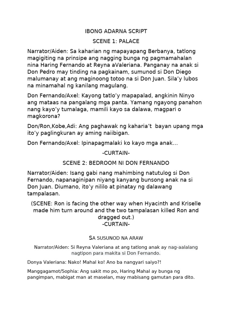 Ibong Adarna Script | PDF
