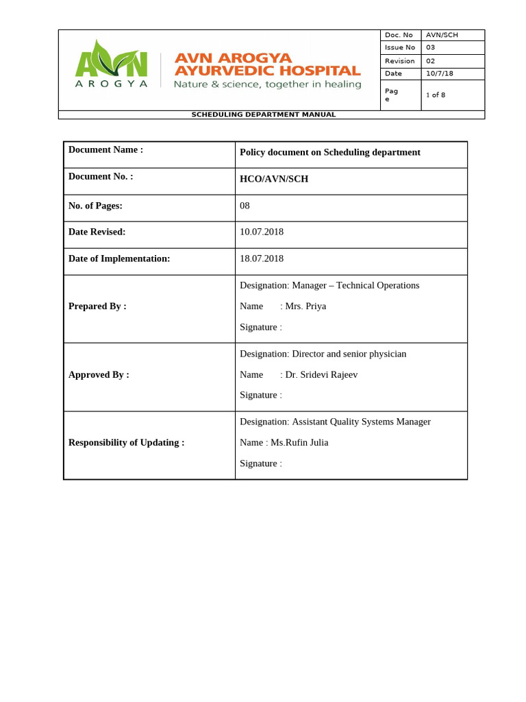 Scheduling Manual | PDF | Physical Therapy | Medical Prescription