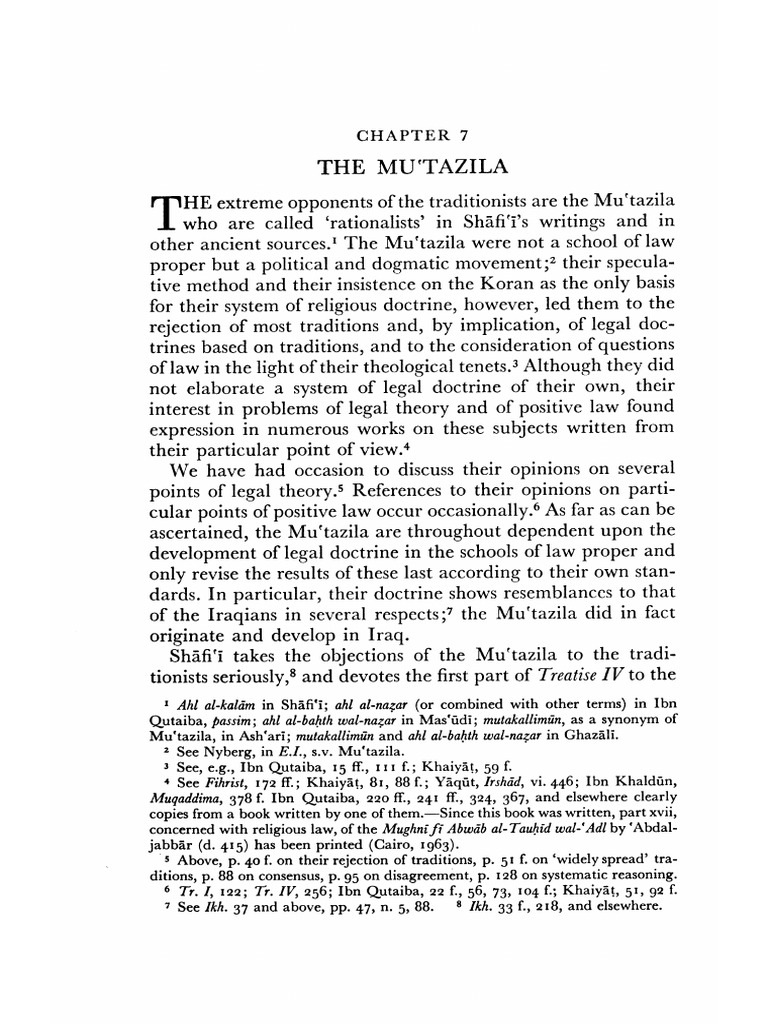 Schacht, J - 24 P3 Ch7 The Mu'tazila | PDF