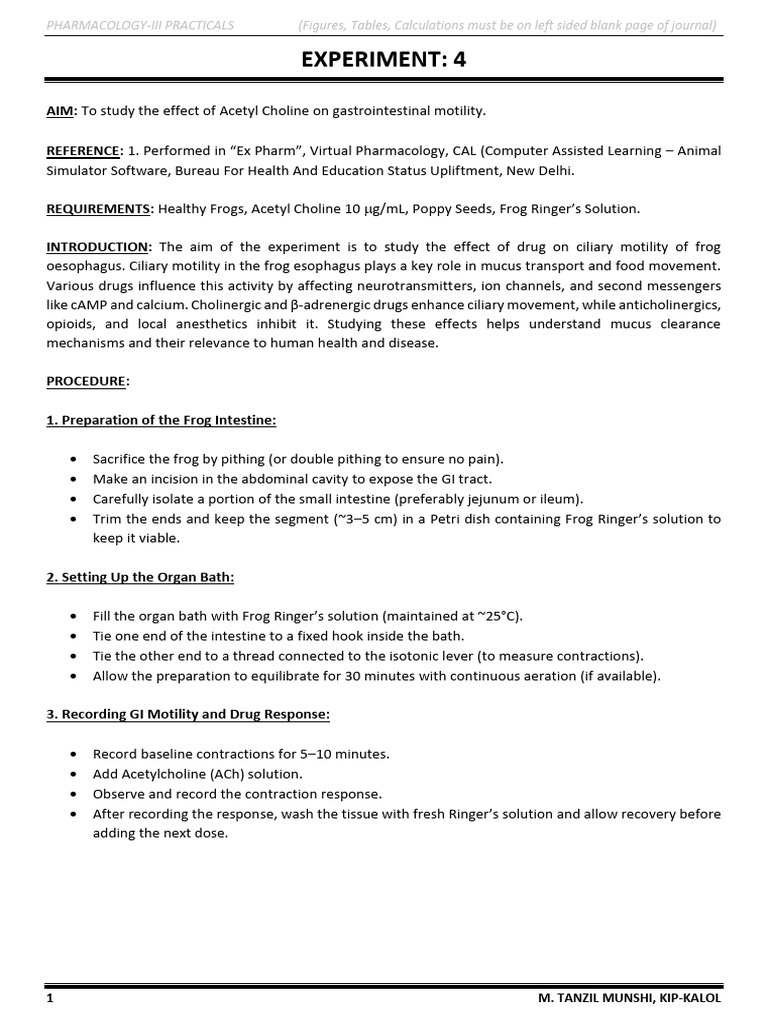 Cology-III Ex.4 GI Motility by Ach | PDF | Acetylcholine ...