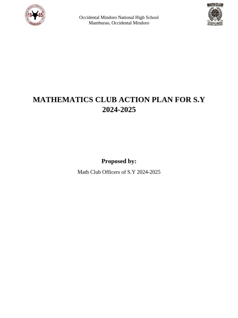 Math Club Action Plan Proposal (Draft 1) | PDF | Mathematics