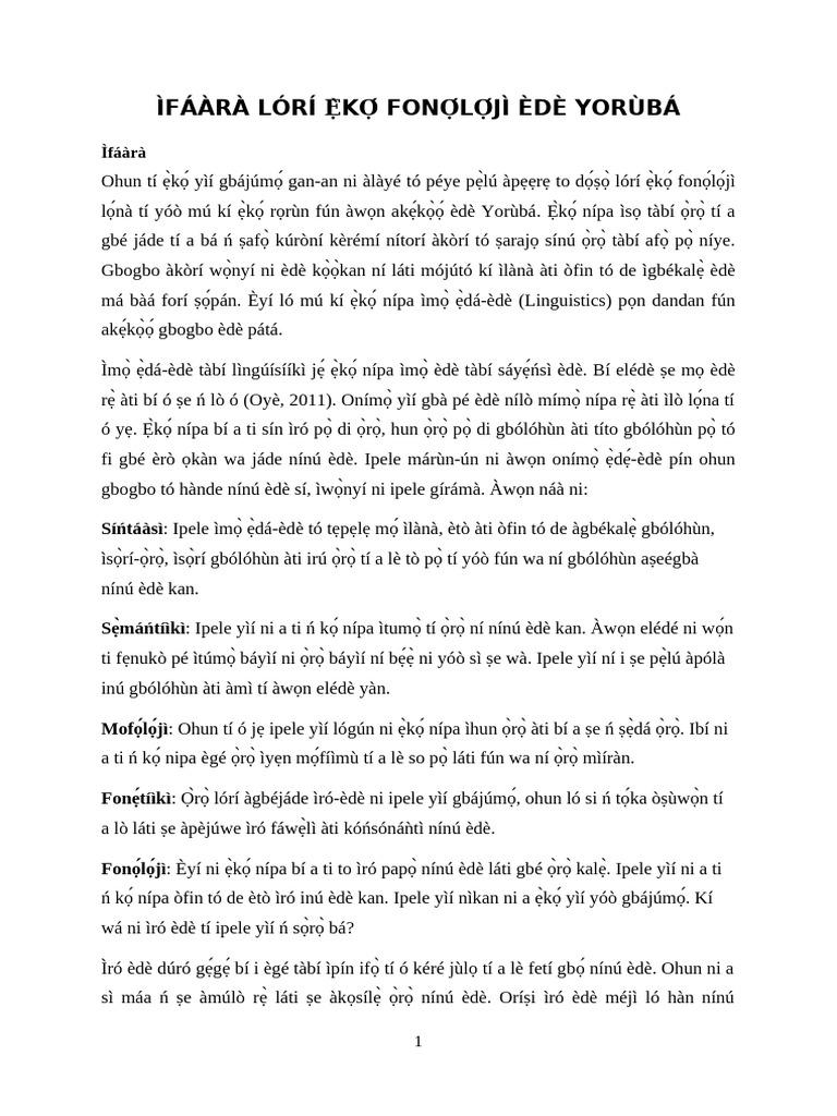 Phonology Lecture Note | PDF