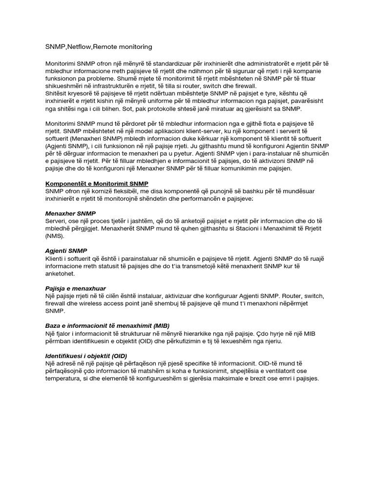 SNMP, Netflow , Remote monitoring | PDF