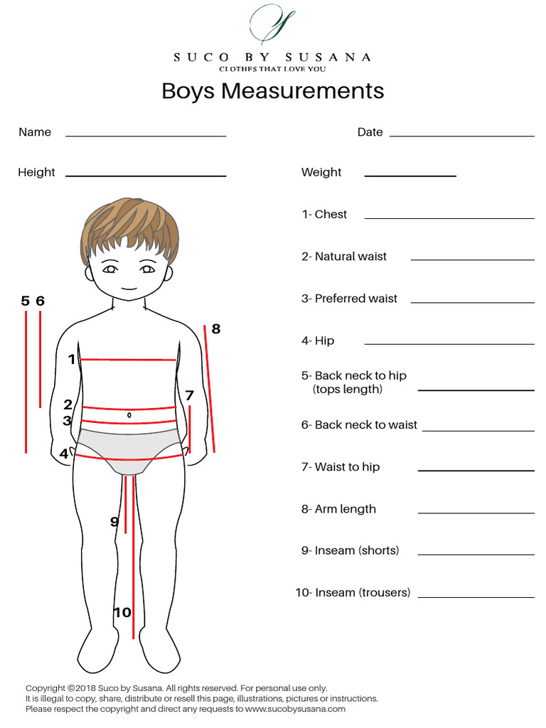 Boys Measurements | PDF