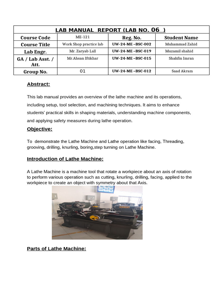 Lathe Machine Operations and Safety Guide | PDF | Machining | Metalworking