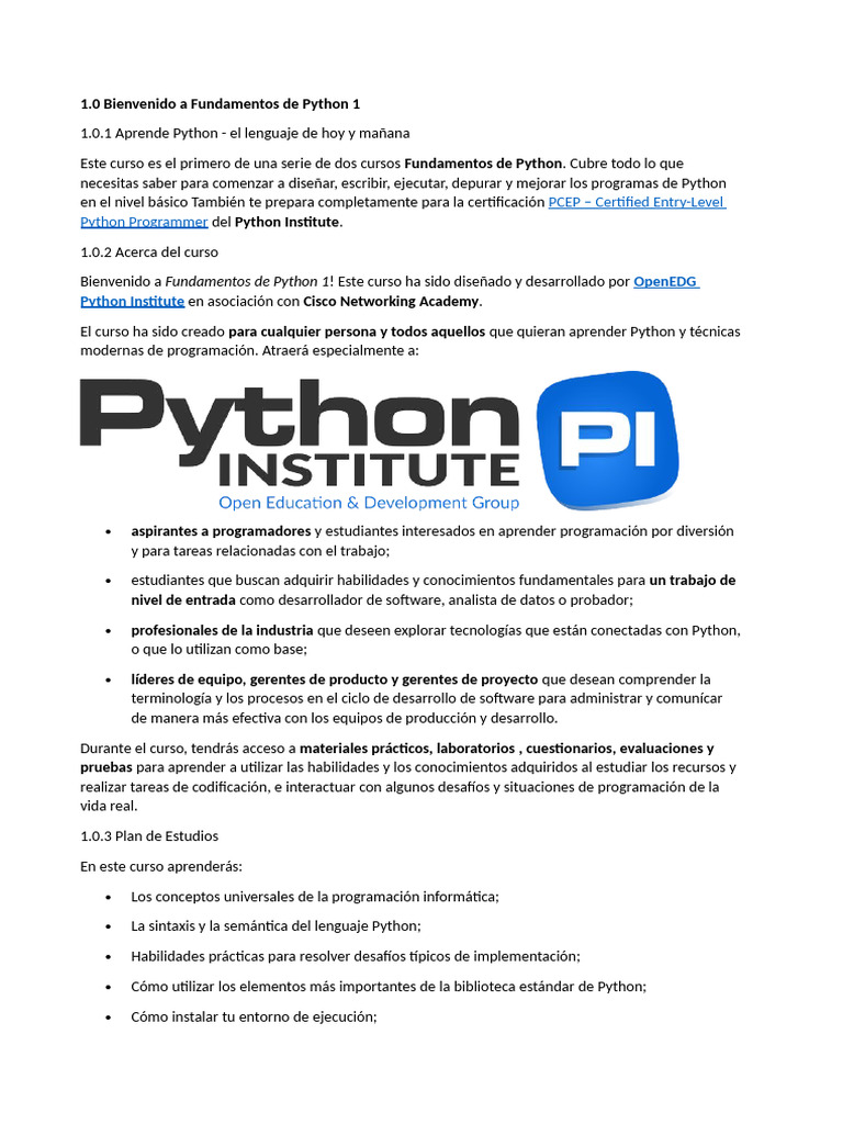 Fundamentos de Python: Curso PCEP | PDF | Programación | Programa de computadora