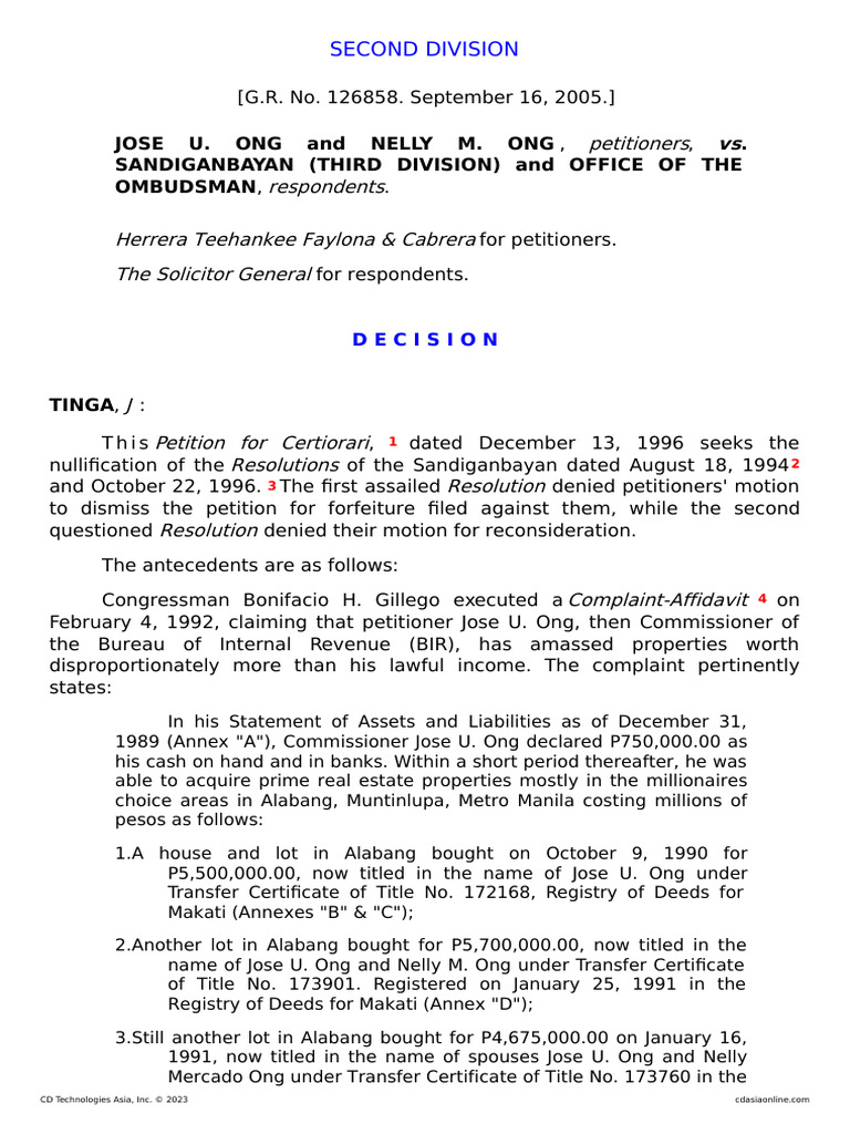 214 Ong v. Sandiganbayan | PDF | Subpoena Duces Tecum | Burden Of Proof ...