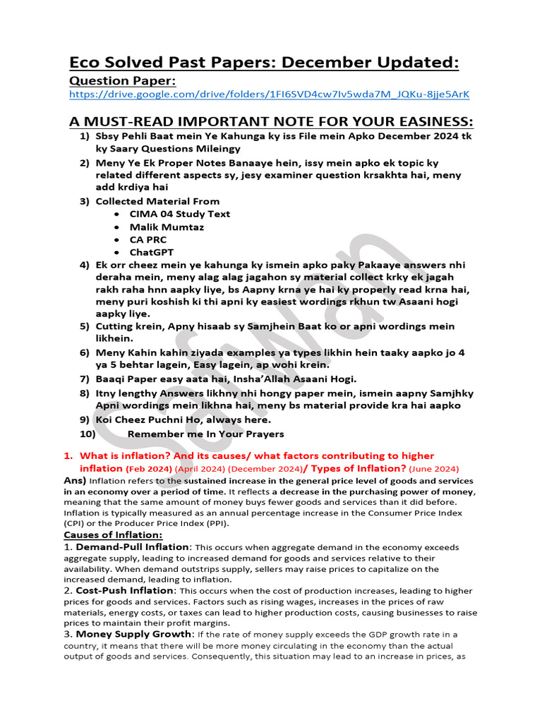 ECO SOLVED Past Papers-December Updated | PDF | Elasticity (Economics) | Price Elasticity Of Demand
