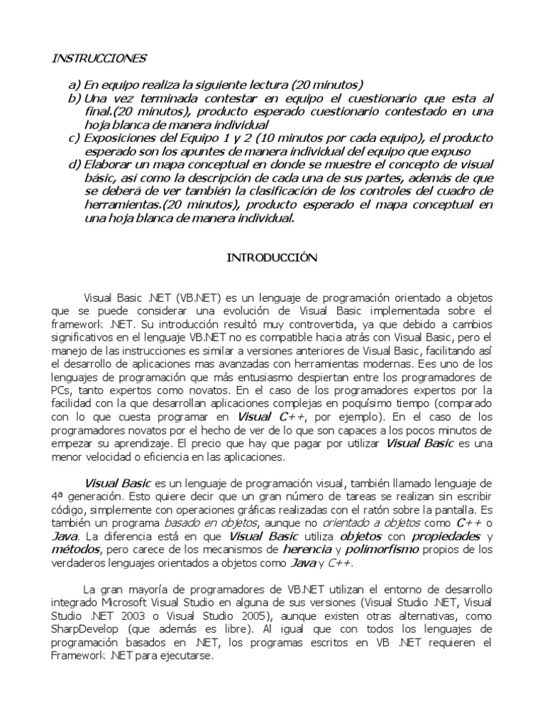 Visual Basic Net | PDF | Básico | Point and Click