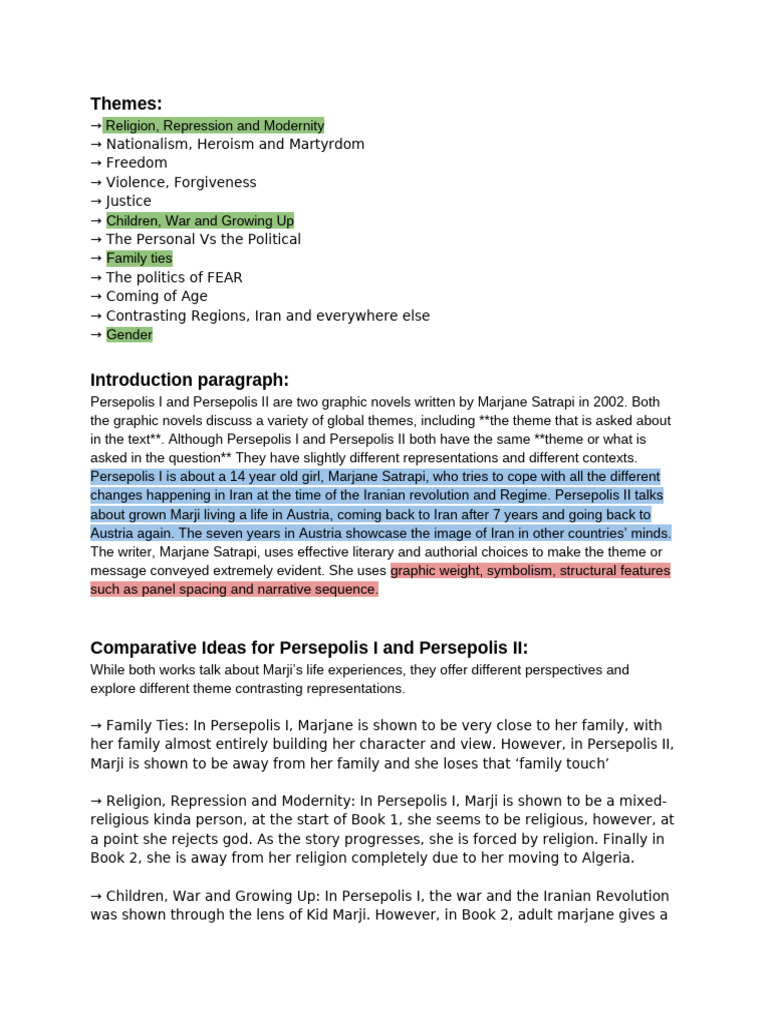 Persepolis analysis | PDF