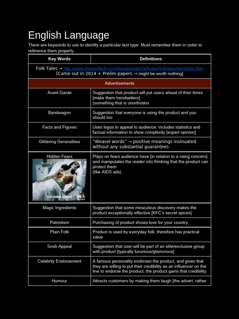 English Paper 1 Ibdp Notes | PDF | Advertising | Narrative