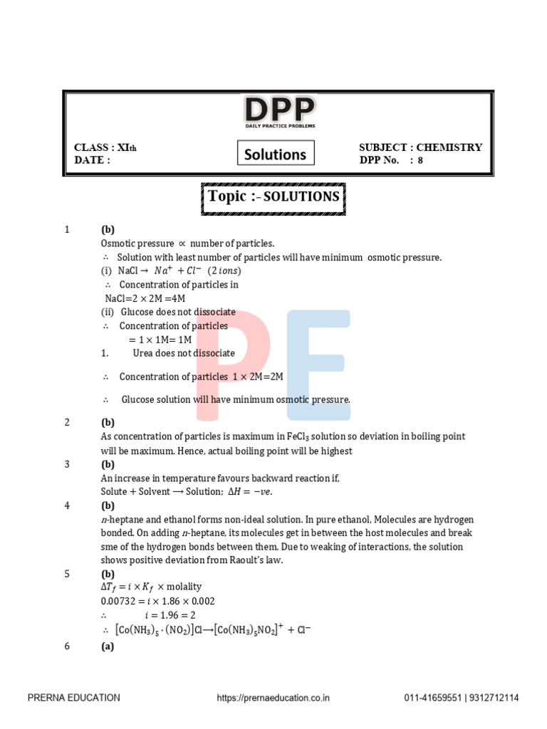 Solutions-DPP-8-SOLUTION | PDF | Concentration | Chemical Substances