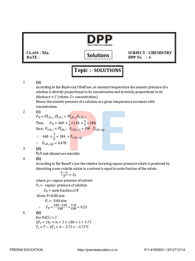 Solutions DPP 6 Solution | PDF | Applied And Interdisciplinary Physics | Scientific Phenomena
