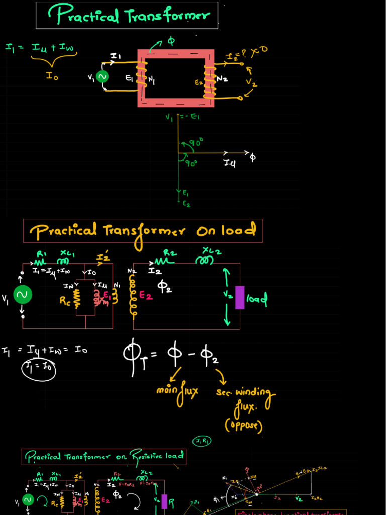 Practical Transformer On Load & Its Phasor | PDF