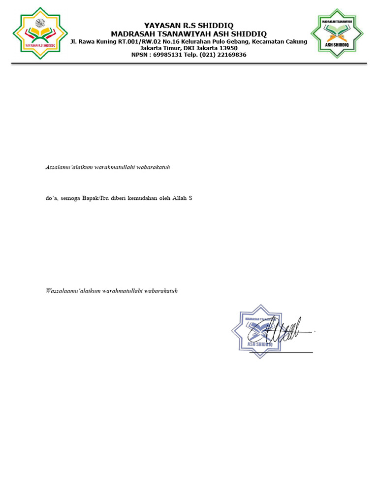 Surat Pemberitahuan UTS | PDF