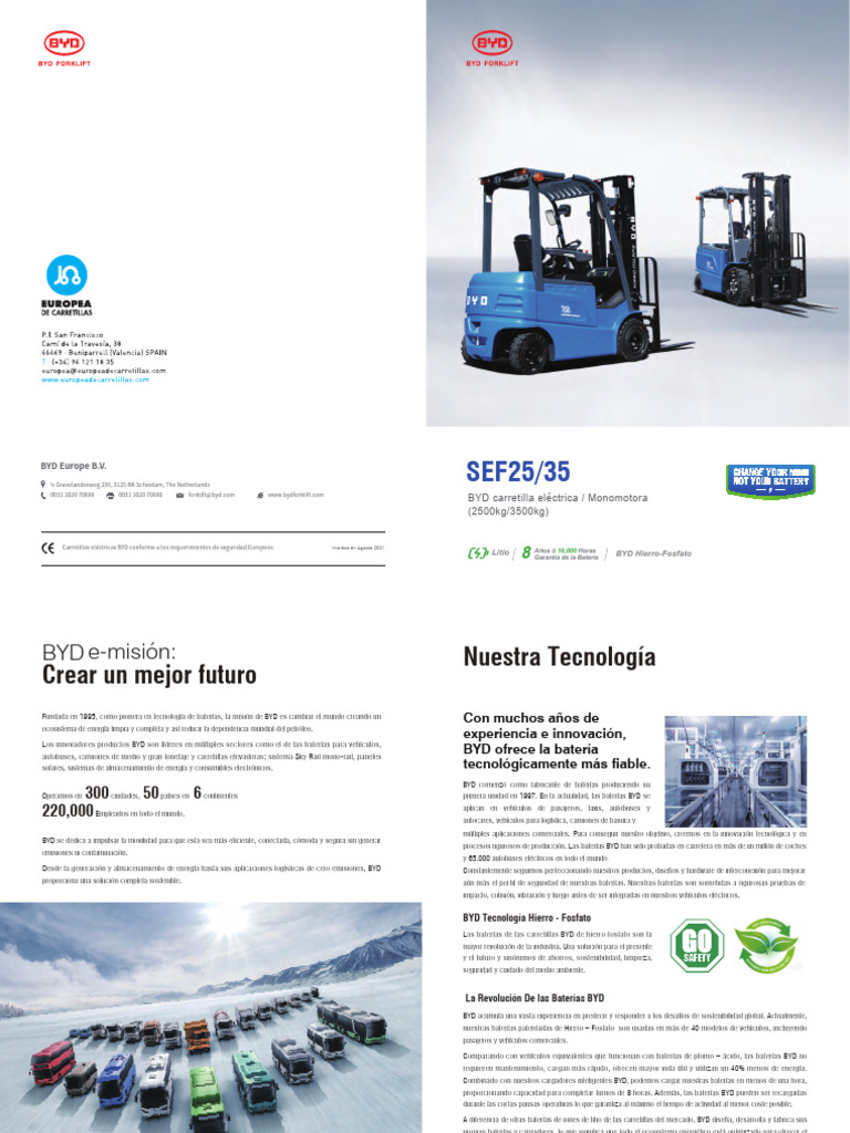 Byd - Sef25 - Sef35 - Ficha Tecnica | PDF | Máquina elevadora | Autobús