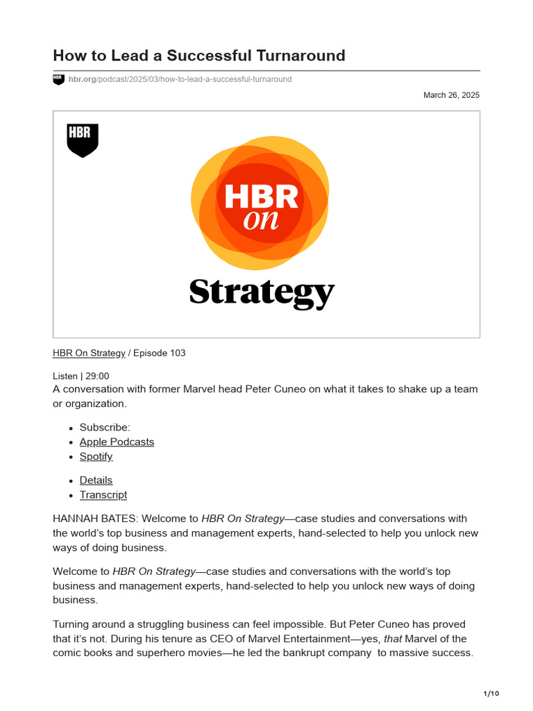 How To Lead A Successful Turnaround | PDF