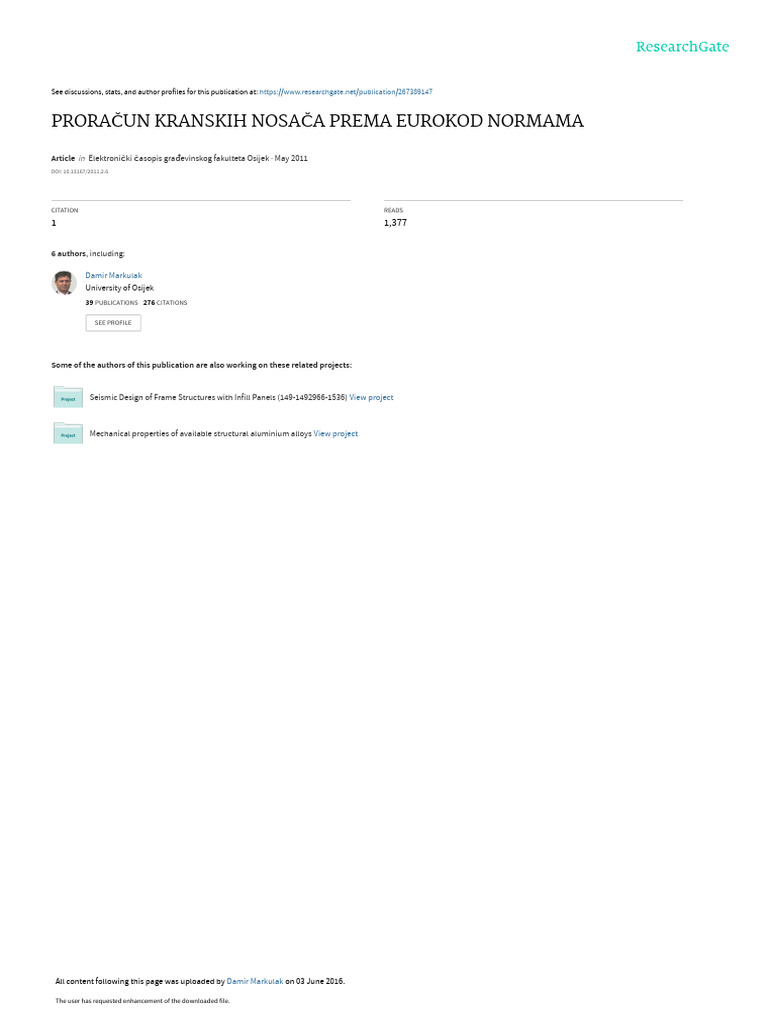 Proracun Kranskih Nosaca Prema Eurokod Normama | PDF