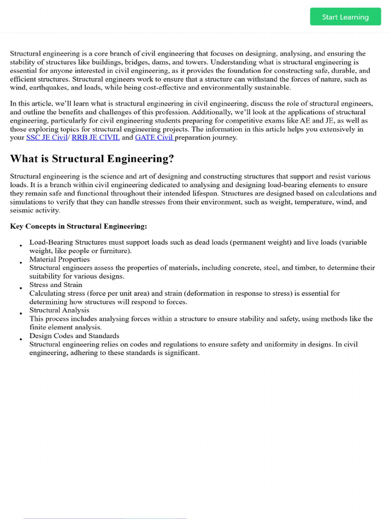 What Is Structural Engineering - Know Definition, Applications, Advantages & Disadvantages | PDF