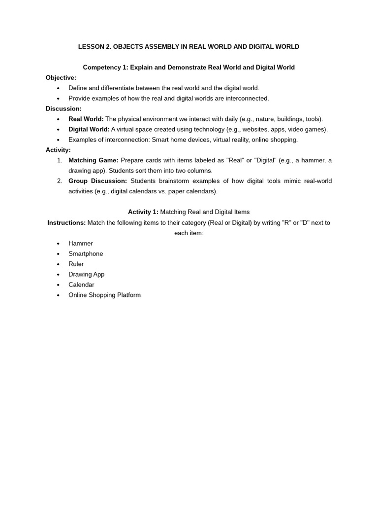 Real and Digital World Object Assembly | PDF | 3 D Computer Graphics ...