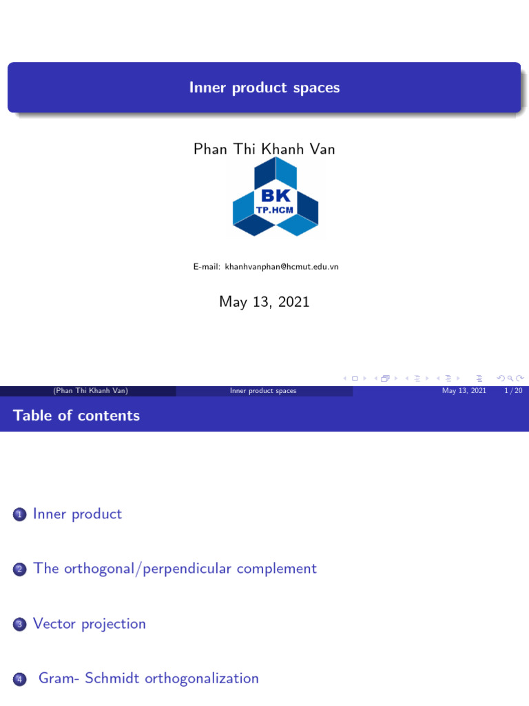 Chapter 3 Inner Product Space | PDF | Linear Subspace | Norm (Mathematics)