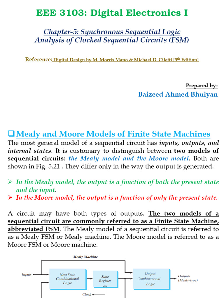 EEE 3103 - Finite State Machines | PDF | Boolean Algebra | Teaching Mathematics