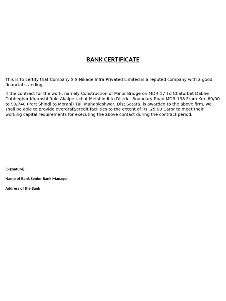 Bank Certificate | PDF
