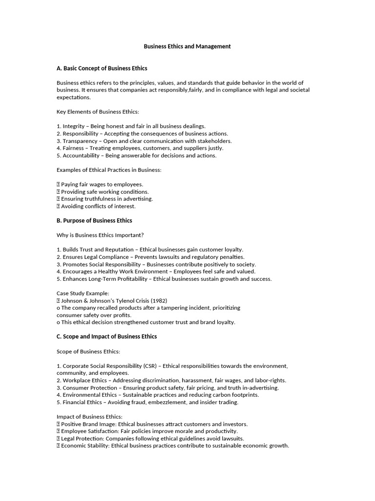 Understanding Business Ethics in Management | PDF | Business Ethics ...