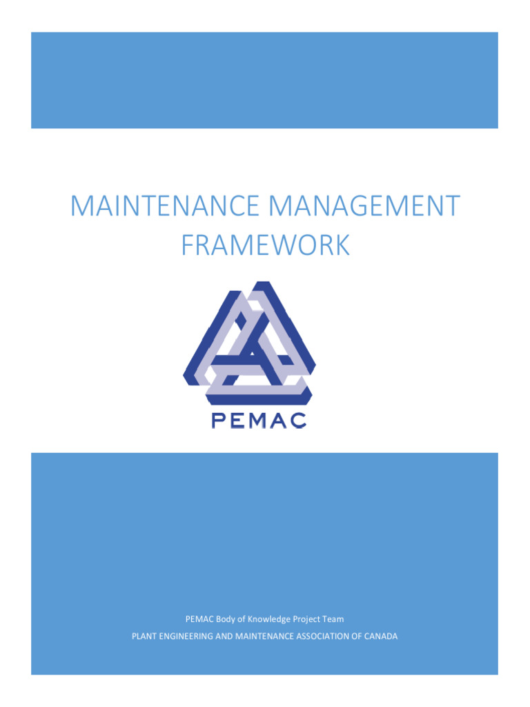 PEMACMaintenanceManagementFramework_Rev_6.0 | PDF | Reliability Engineering | Performance Indicator
