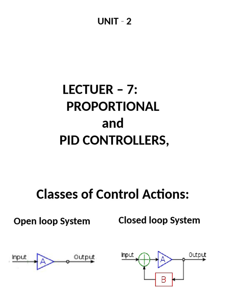LECTURE - 7 PID CONTROL SYSTEMS | PDF | Control Theory | Applied Mathematics