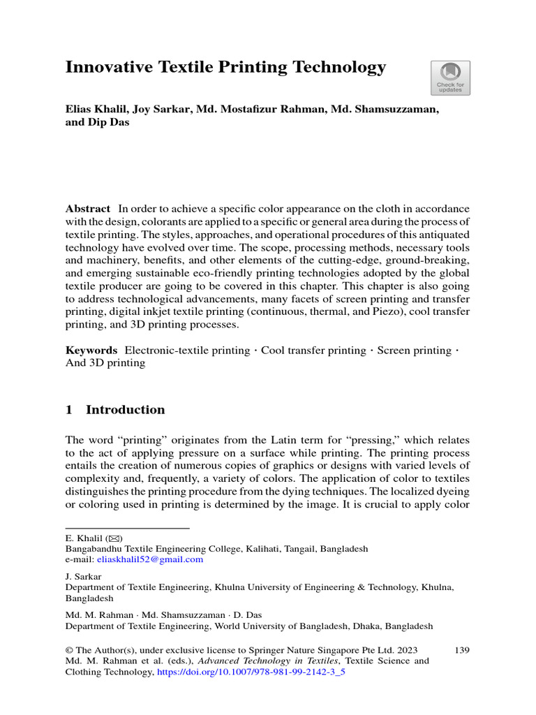 Innovative Textile Printing Technology | PDF | Textiles | 3 D Printing
