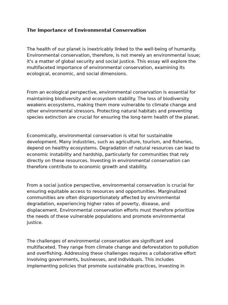 The Importance of Environmental Conservation | PDF