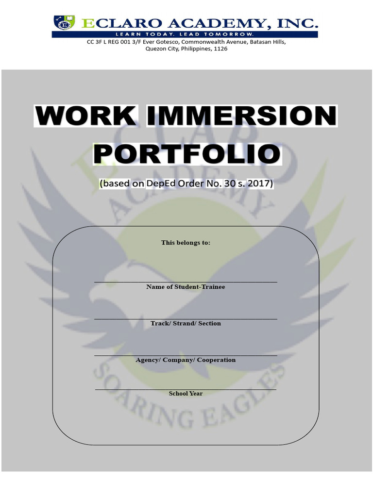 Senior High School Work Immersion Guide | PDF | Curriculum | Learning