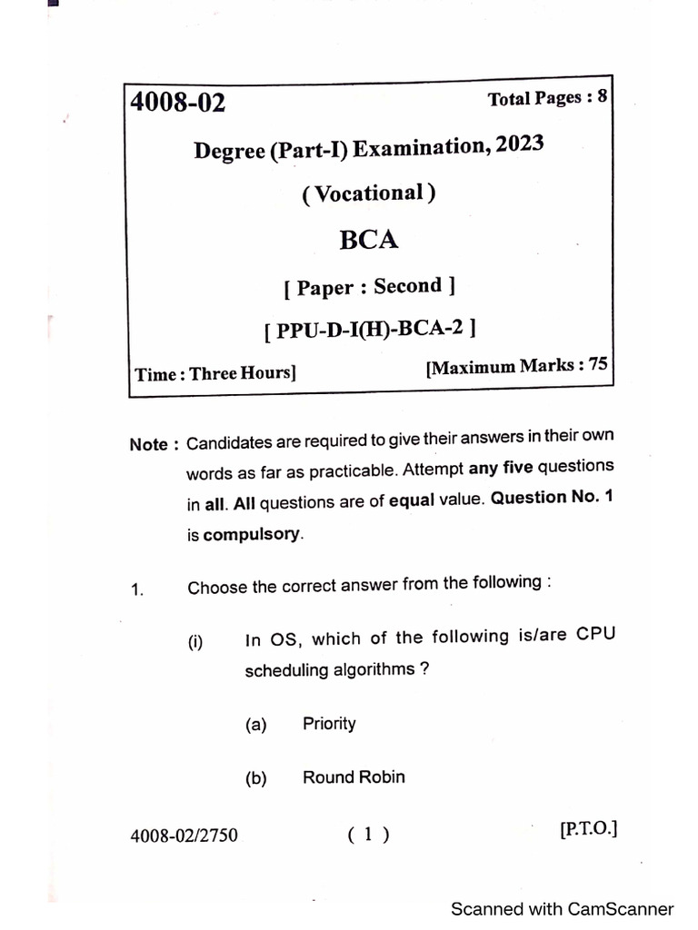 BCA 1st Year (2023) Honour Paper-II | PDF