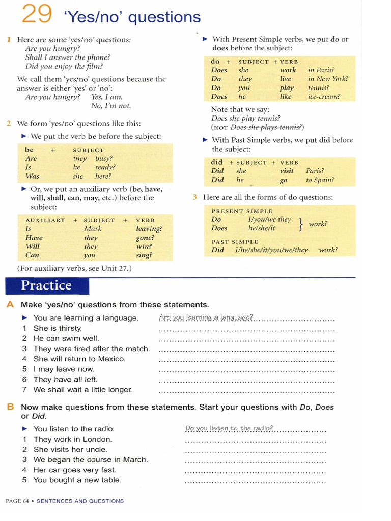 U29U37 Yes No Questions Short Answer | PDF