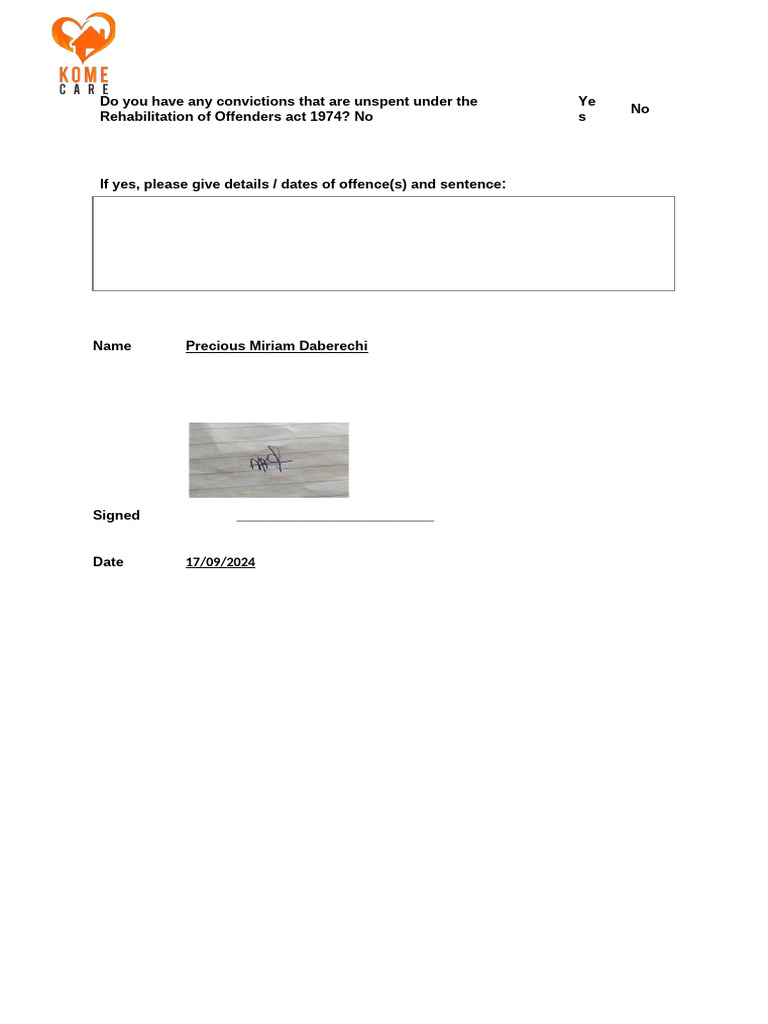 Criminal Conviction Declaration | PDF